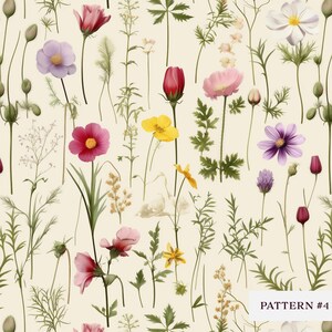Wildflower Seamless Patterns, Garden Seamless Floral Digital Pattern ...