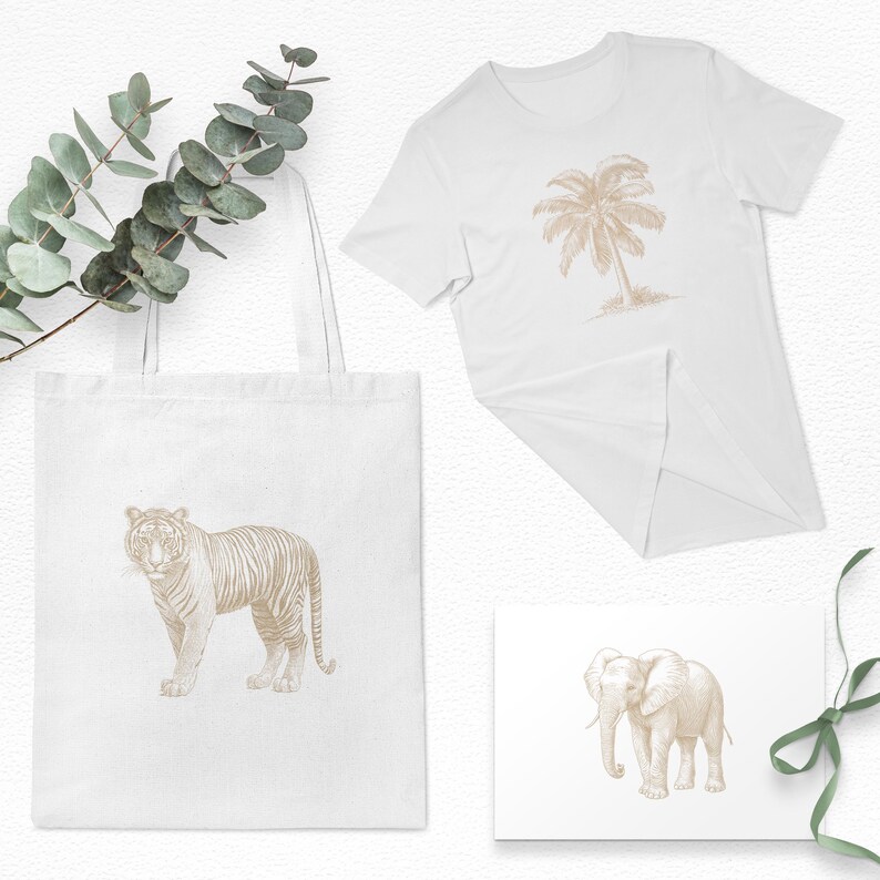 Vintage African Animal Clipart, Safari Wildlife Sketch PNG Bundle ...