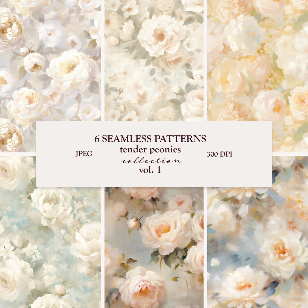 Peonies Seamless Patterns-garden Seamless Floral Digital Pattern Set ...