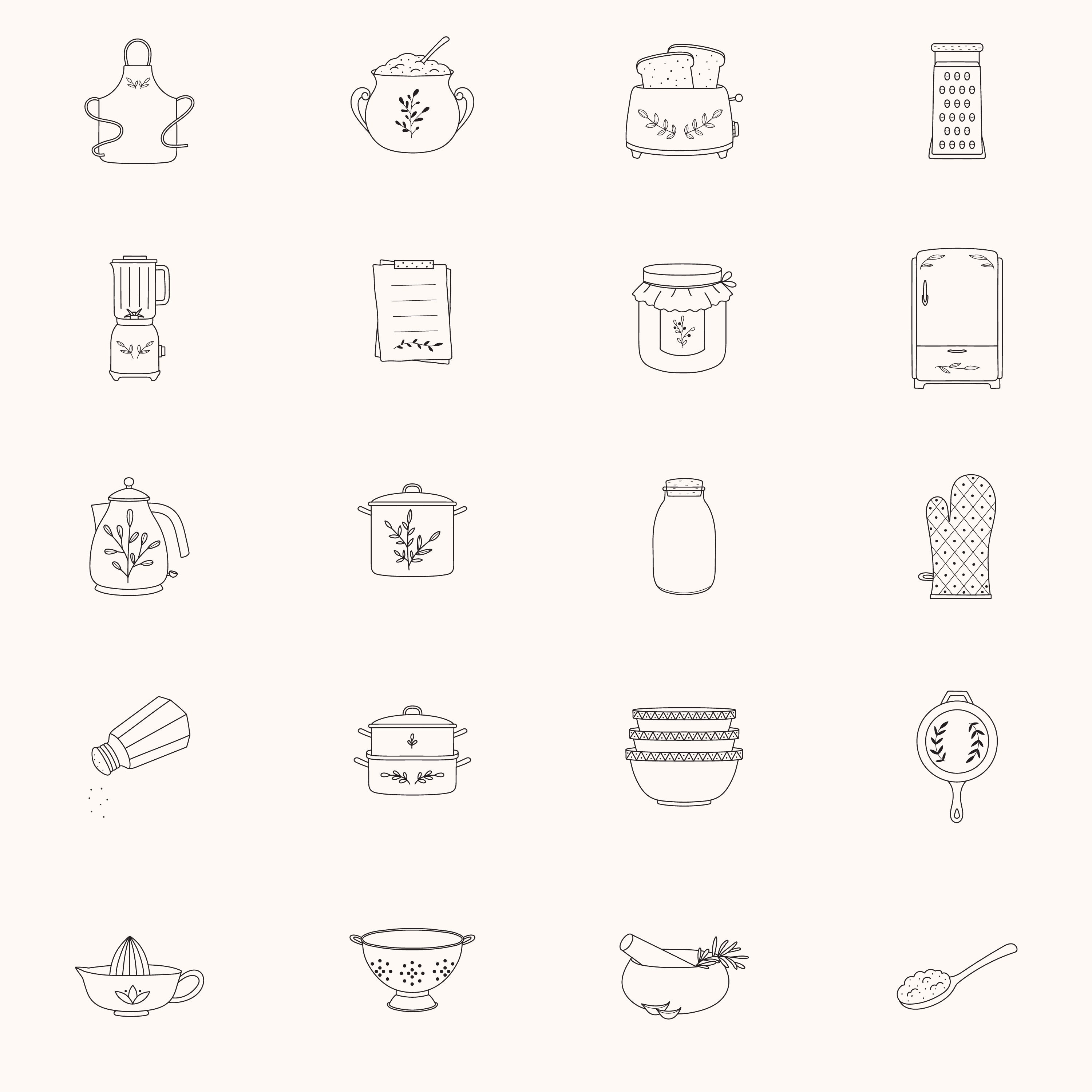 Kitchen Icon Set-cooking Logo Element-bakery Illustration Png-food Clip ...