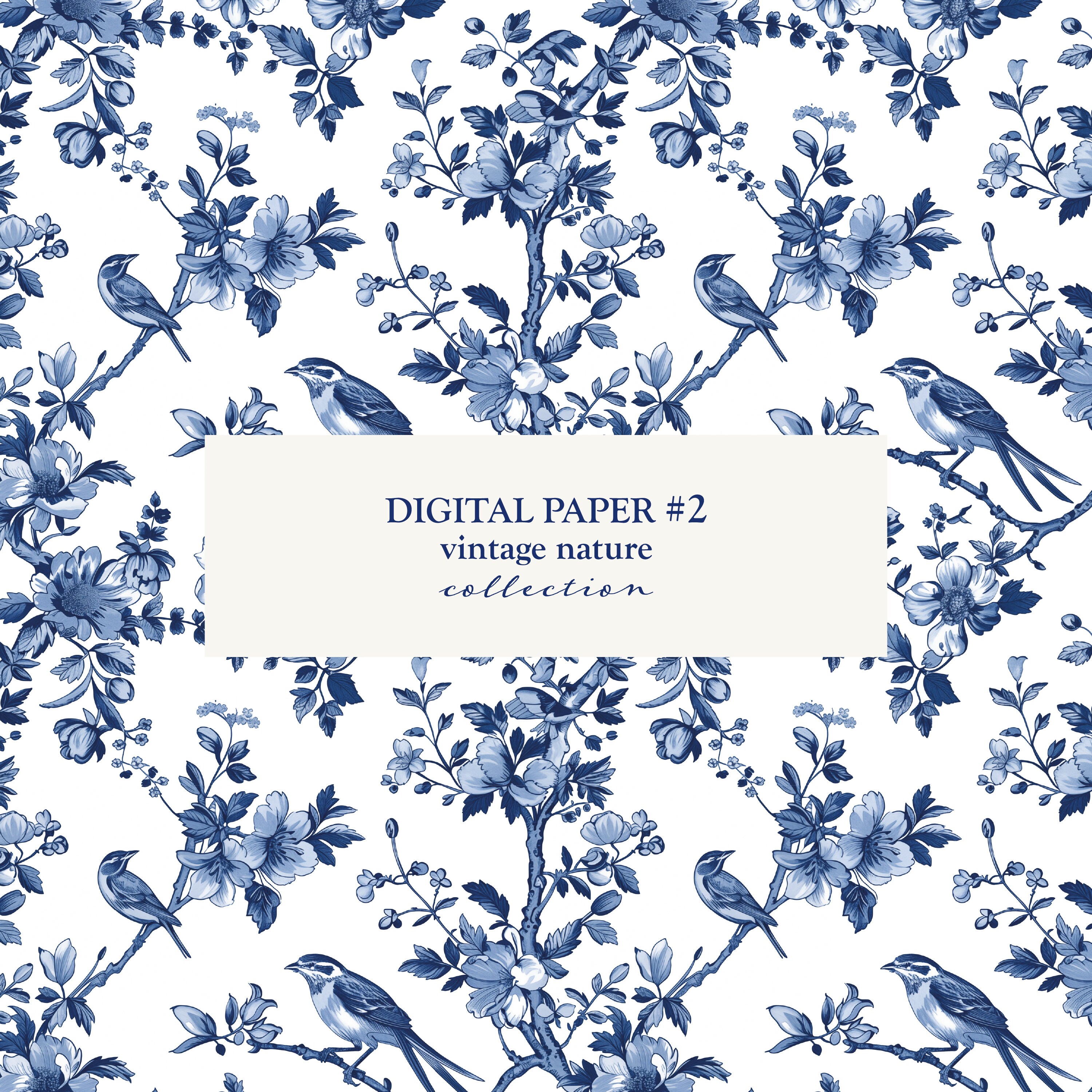 Vintage Digital Paper-floral Seamless Pattern-birds-flowers Paper Set ...