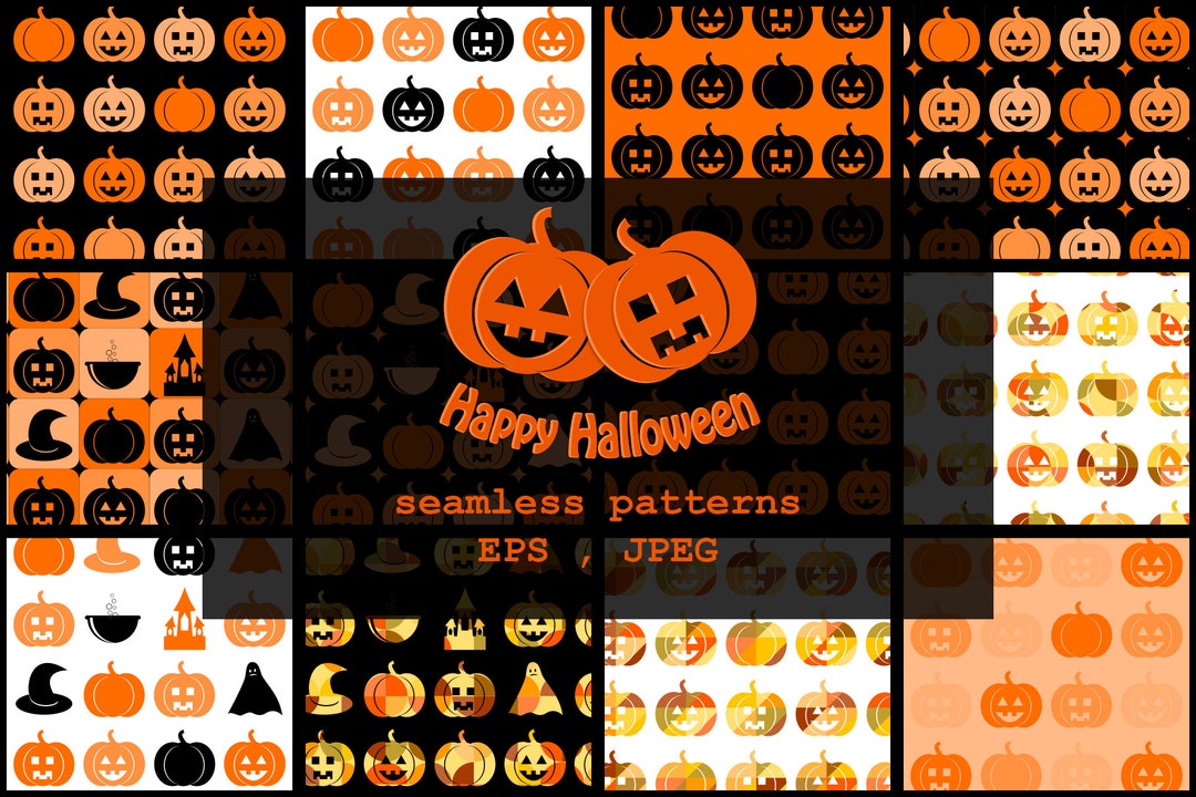 Halloween Digital Paper, Autumn Digital Paper, Halloween Seamless ...
