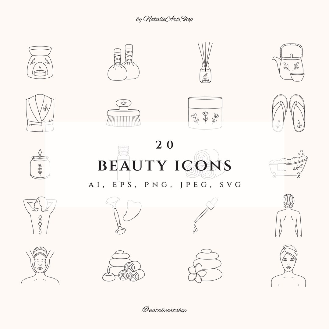 Beauty Icon Set Png/spa Icon Package Svg/cosmetic Illustration/skincare ...