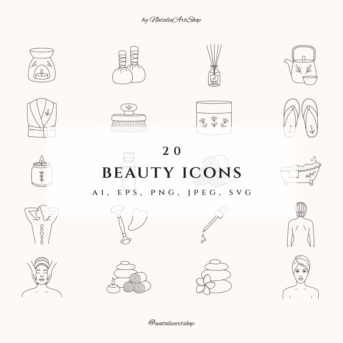 Beauty Icon Set Png/spa Icon Package Svg/cosmetic Illustration/skincare ...