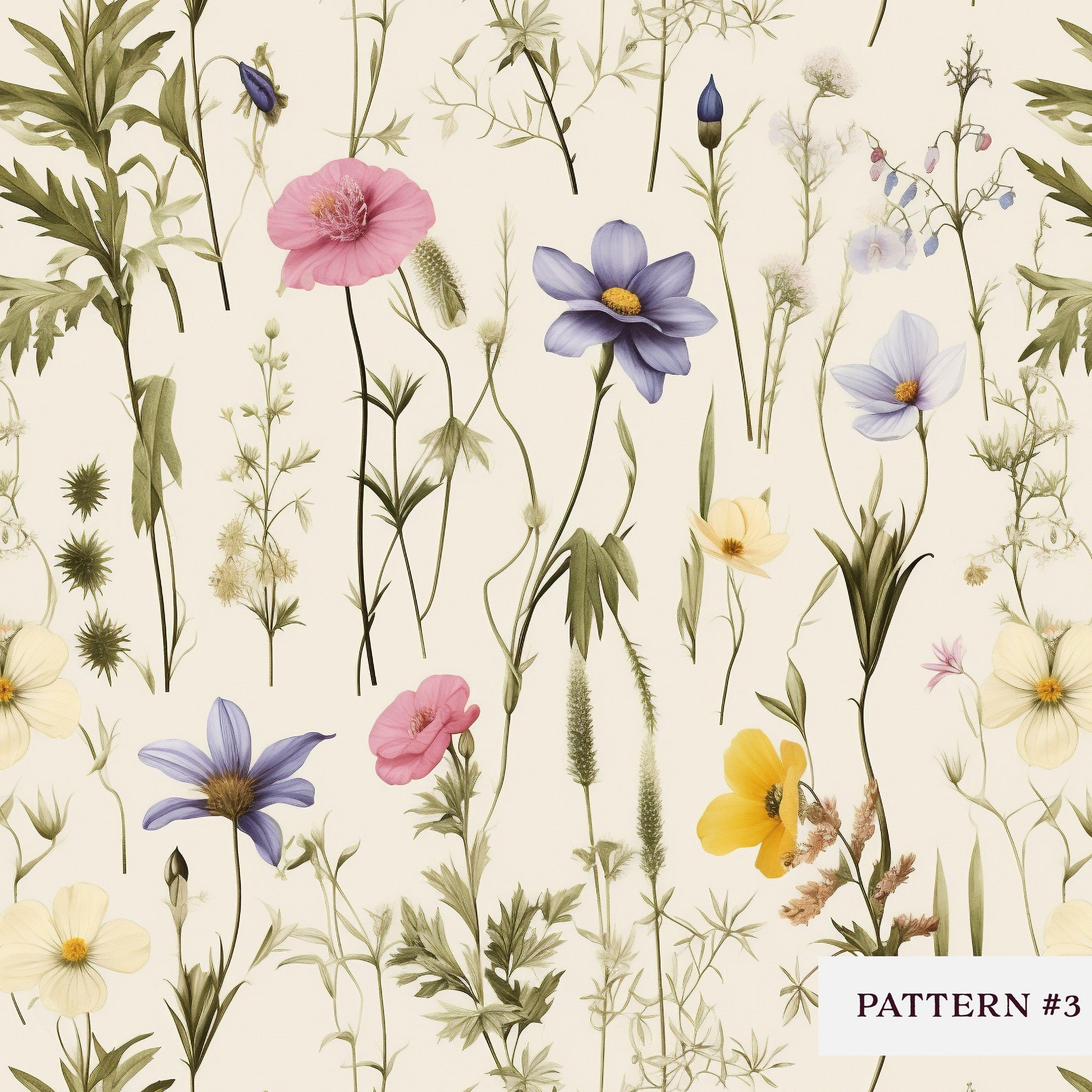 Wildflower Seamless Patterns, Garden Seamless Floral Digital Pattern ...