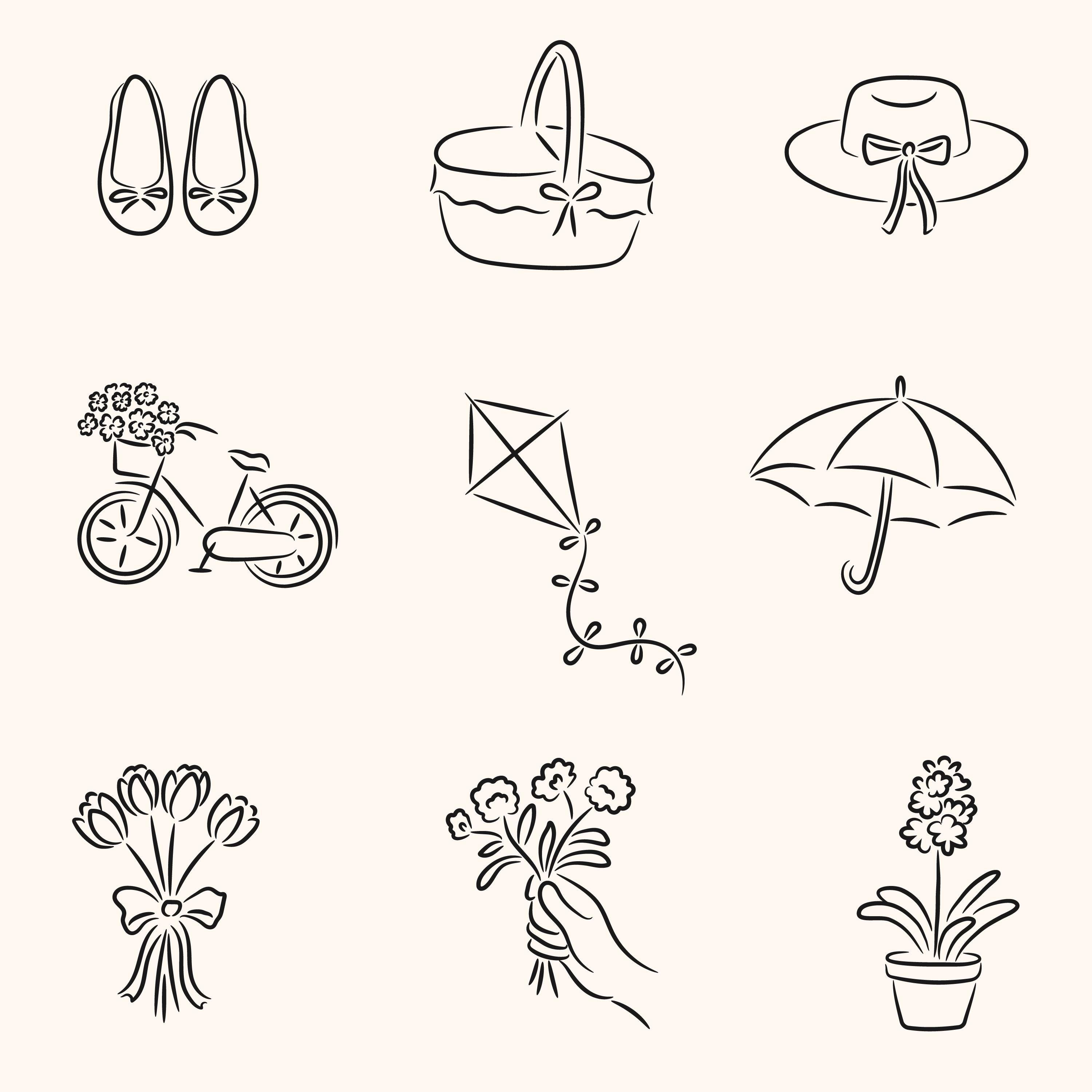 Spring Illustration Set SVG | Nature Doodles Clipart PNG, Floral ...