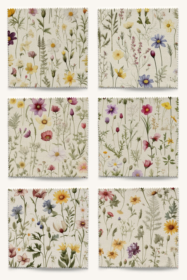 Wildflower Seamless Patterns, Garden Seamless Floral Digital Pattern ...
