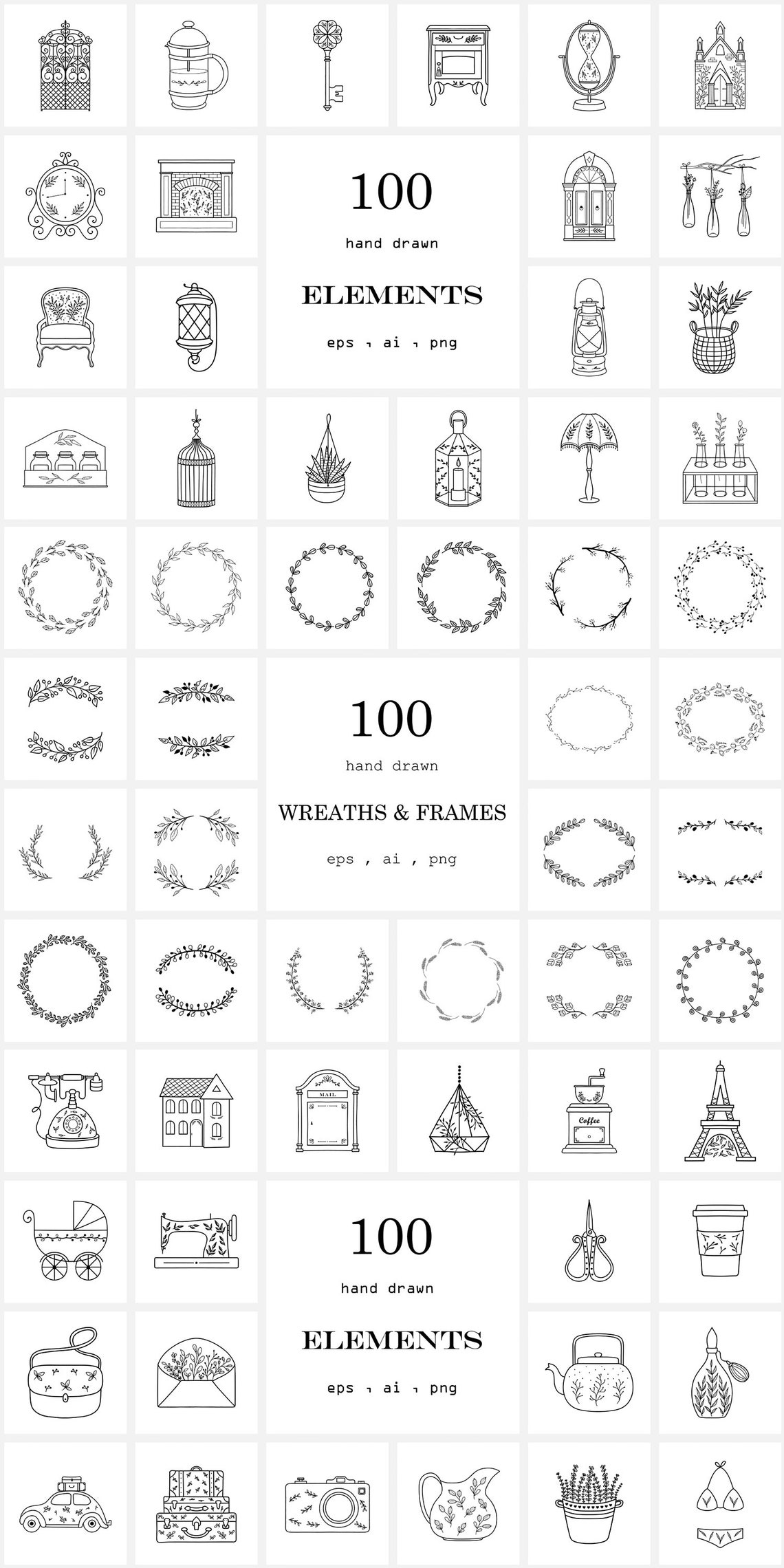 Digital Graphic Bundle-outline Icon Set-line Floral - Etsy