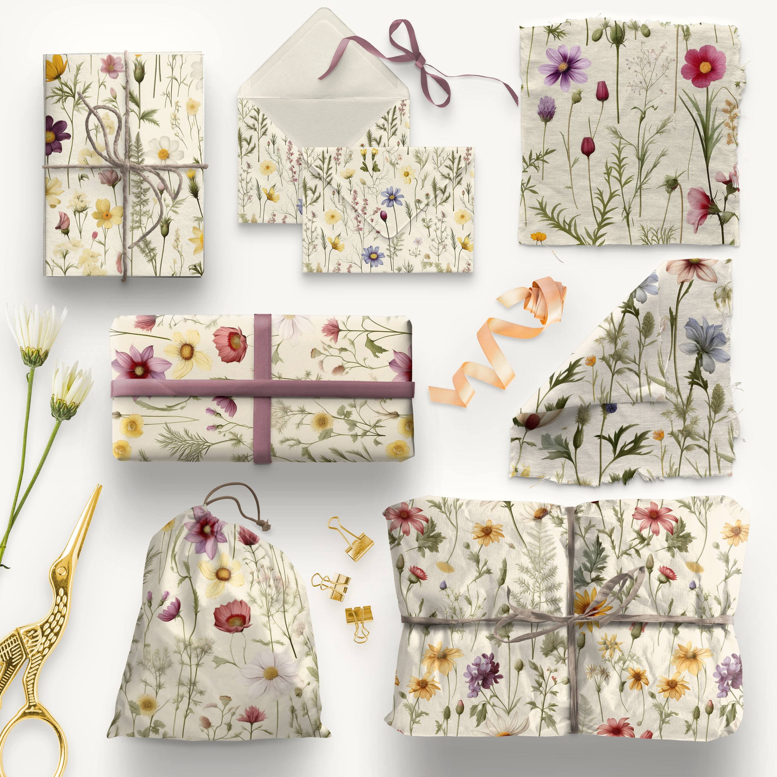 Wildflower Seamless Patterns, Garden Seamless Floral Digital Pattern ...