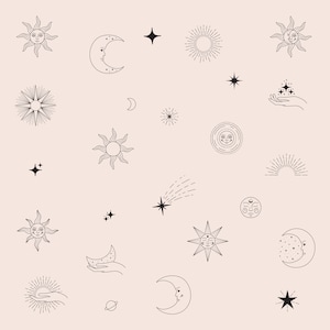 Celestial Illustrations Svg-astrology Clipart-gold Cosmic Symbol Set ...