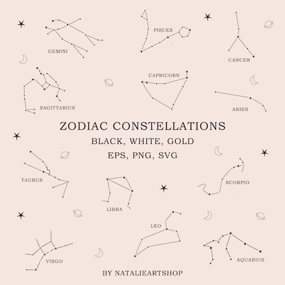 Zodiac Constellations Clipart Set/zodiac Symbols/celestial | Etsy