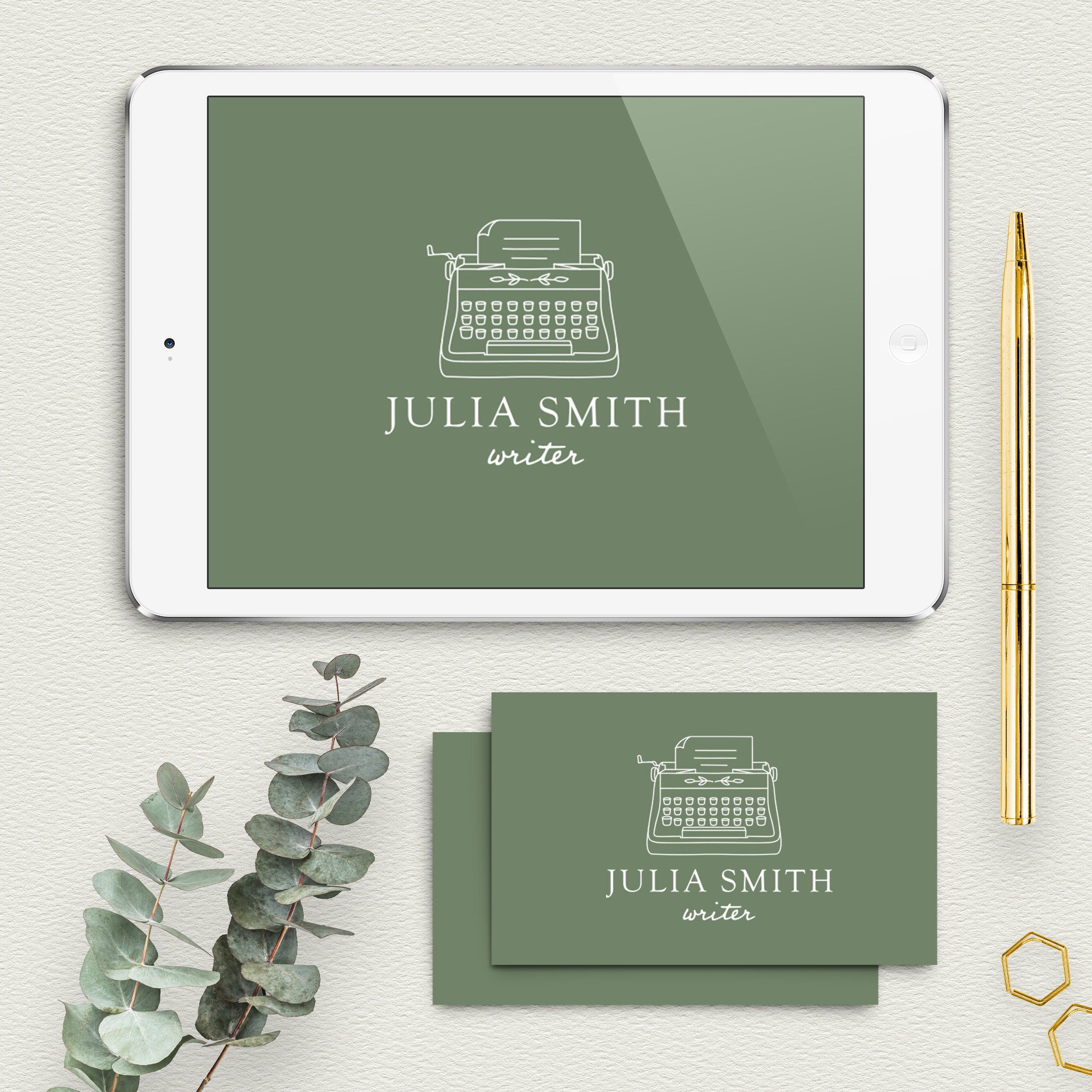 Typewriter Logo/premade Logo Design/logo Stamp/writer Logo/hand Drawn ...