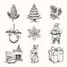 Vintage Christmas Illustration Set-hand-drawn Style Holiday Clipart ...