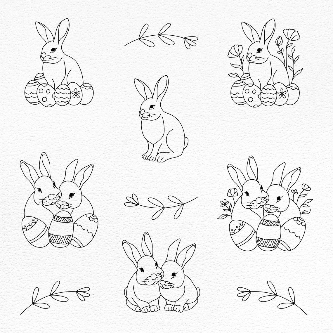 Easter Clip Art-easter Bunny Svg-rabbit-easter Eggs-outline ...