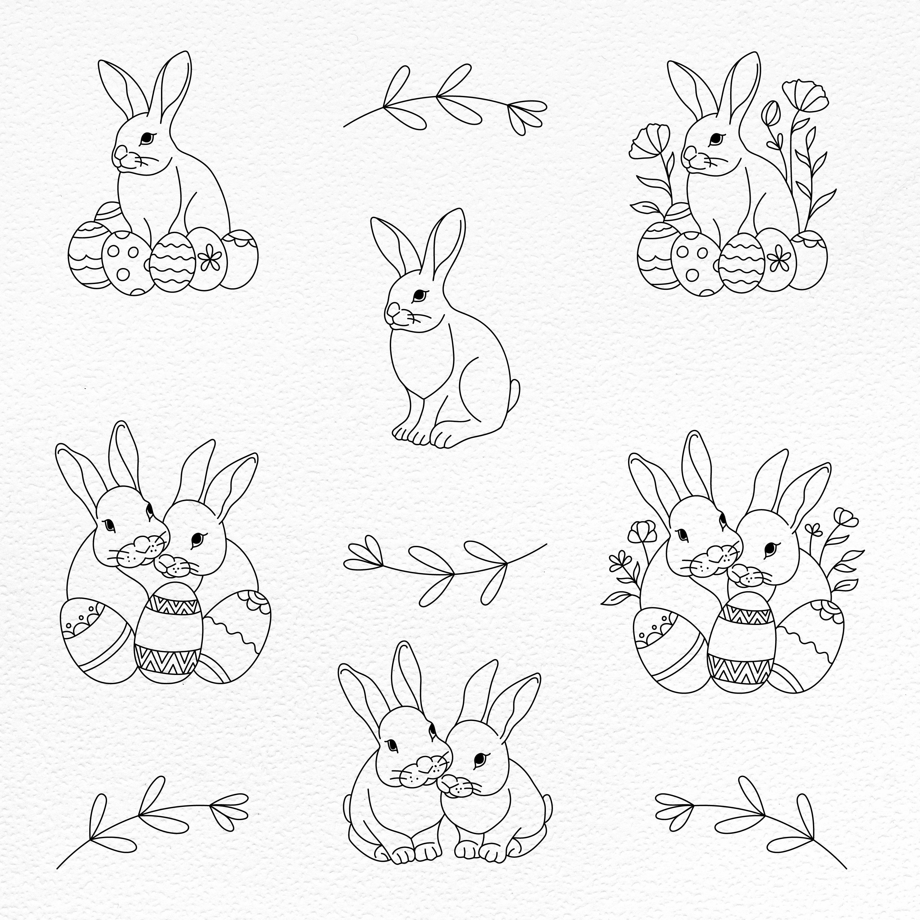 Easter Clip Art-easter Bunny Svg-rabbit-easter Eggs-outline ...