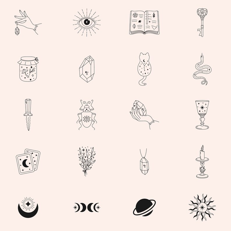 Magic Icon Set/mystical Icon Package/witchcraft Illustration/esoteric ...