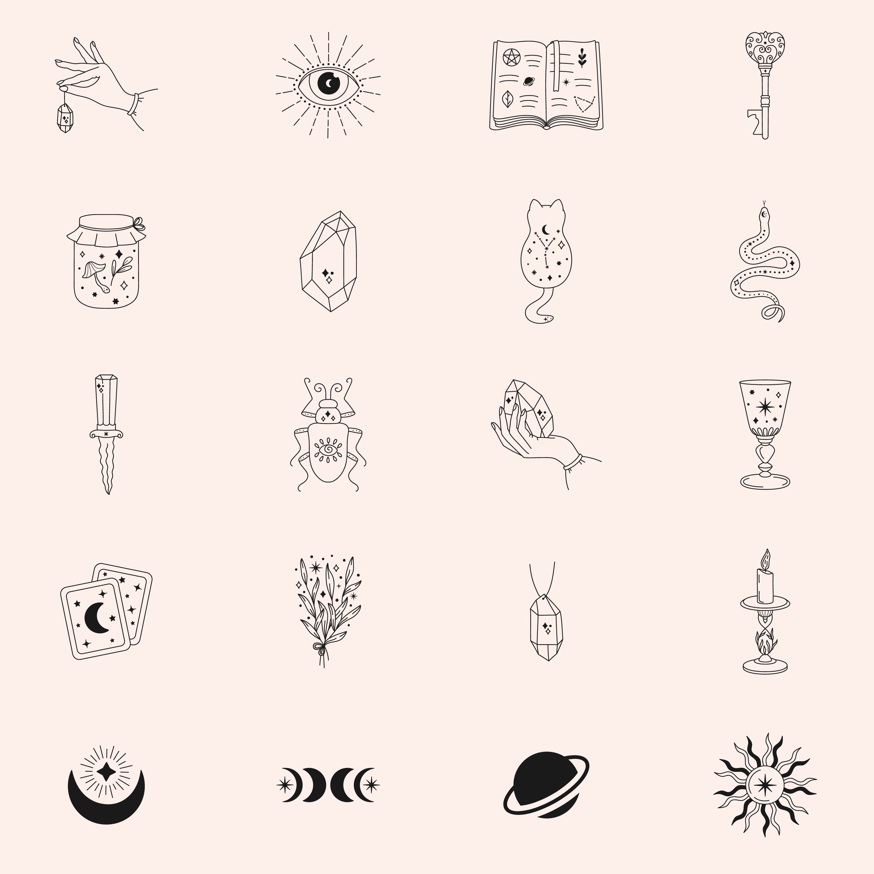 Magic Icon Set/mystical Icon Package/witchcraft Illustration/esoteric ...