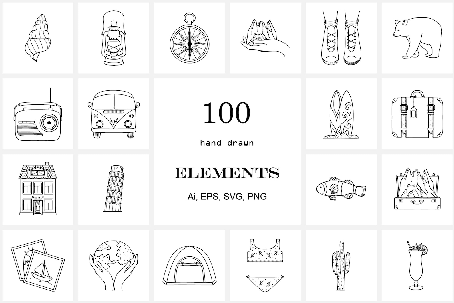 Travel Icons Set Png Traveling Elements Vector Travel Illustrations ...