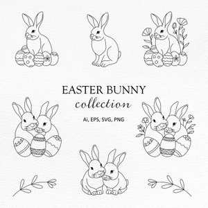 Easter Clip Art-easter Bunny Svg-rabbit-easter Eggs-outline ...