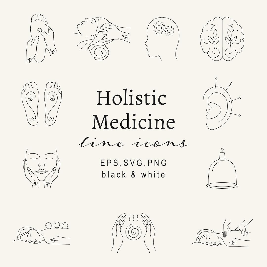Holistic Alternative Medicine, Minimalist Wellness Self-care Line Art ...