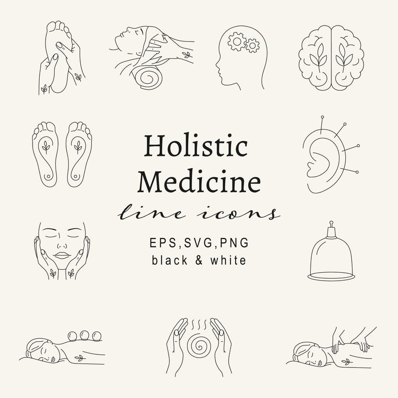Holistic Alternative Medicine, Minimalist Wellness Self-care Line Art ...