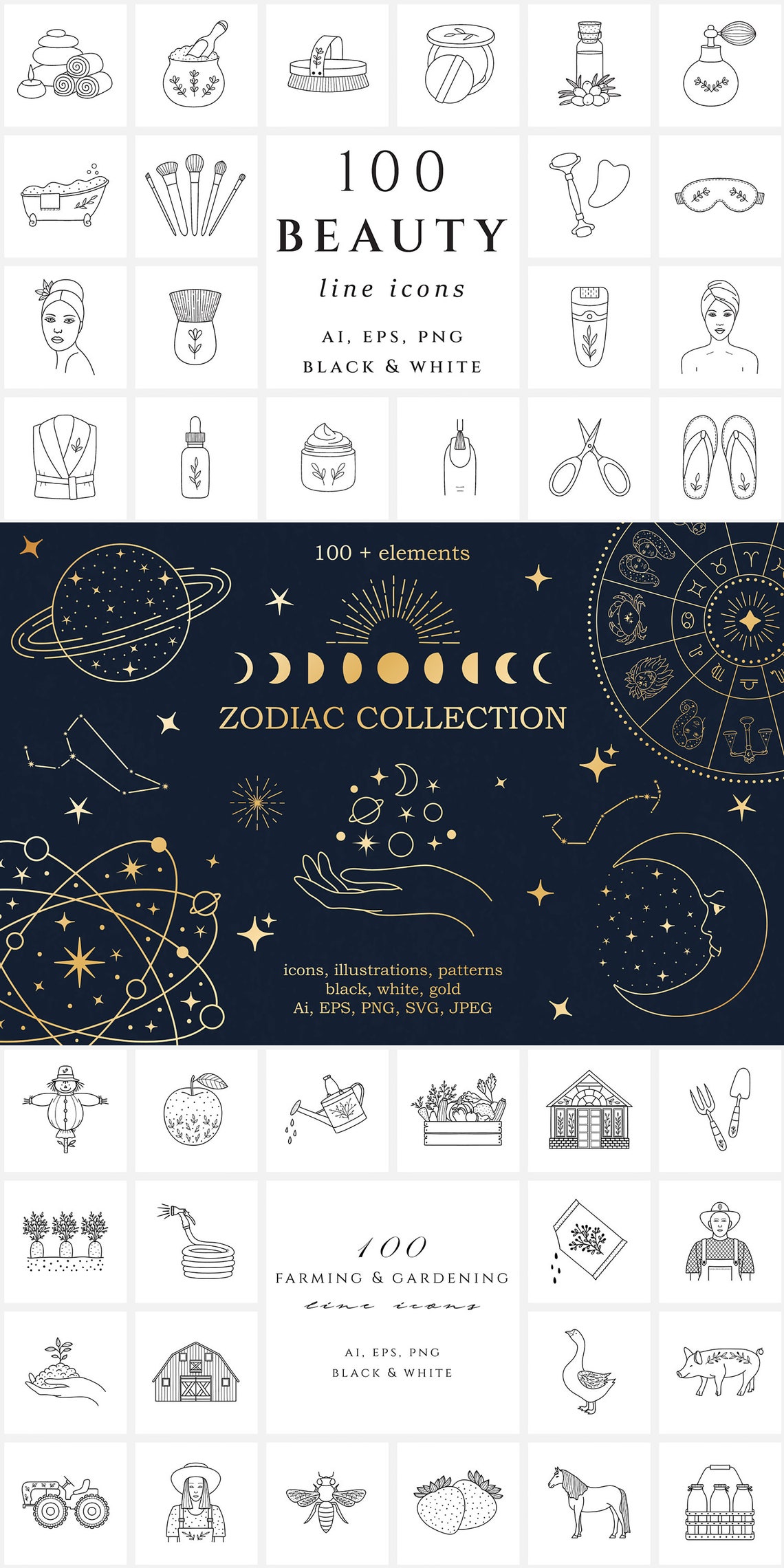 Digital Graphic Bundle-outline Icon Set-line Floral - Etsy