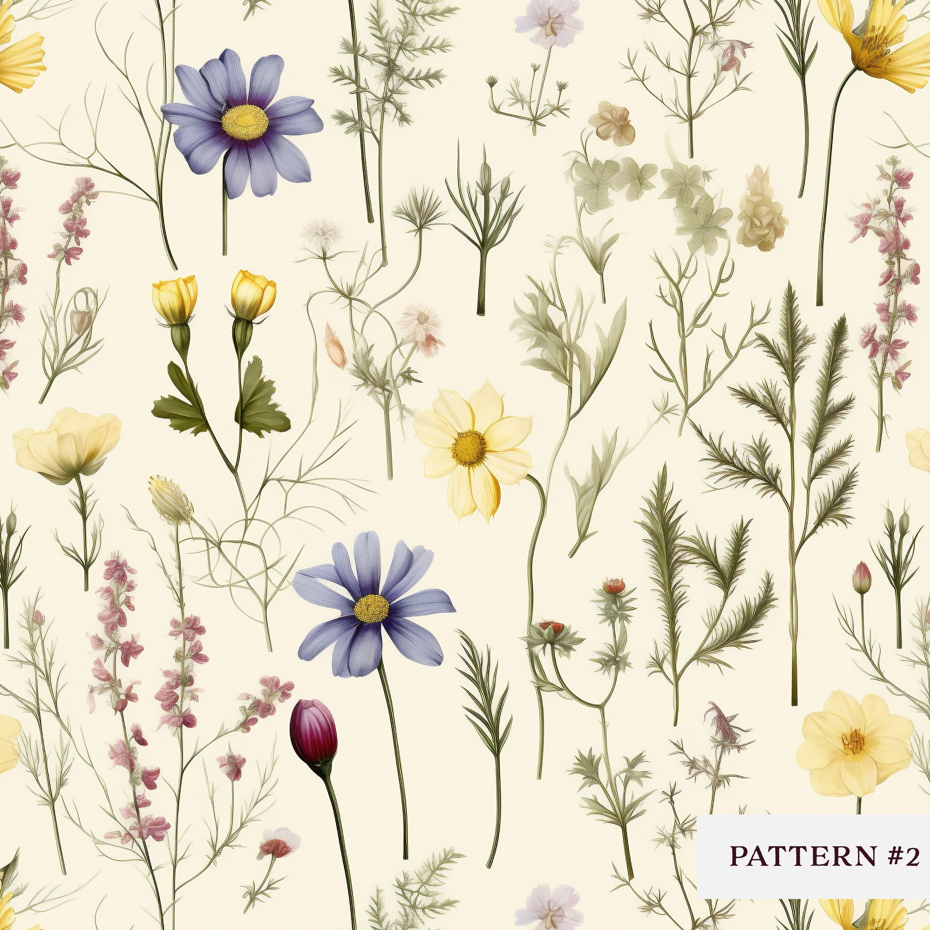 Wildflower Seamless Patterns, Garden Seamless Floral Digital Pattern ...