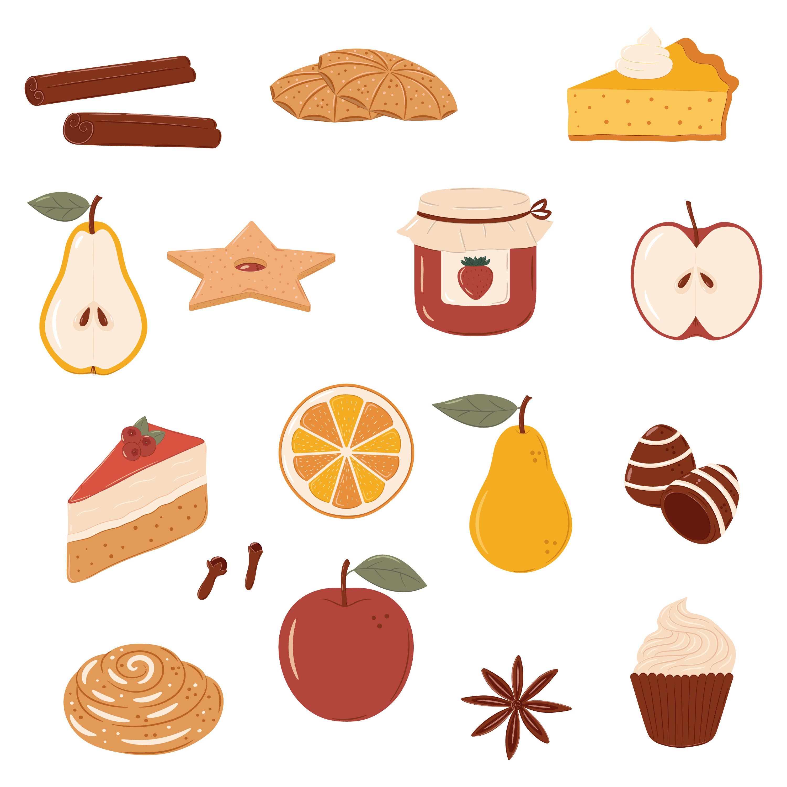 Food Illustrations, Sweets Clipart/fall Season Set/autumn Clipart ...