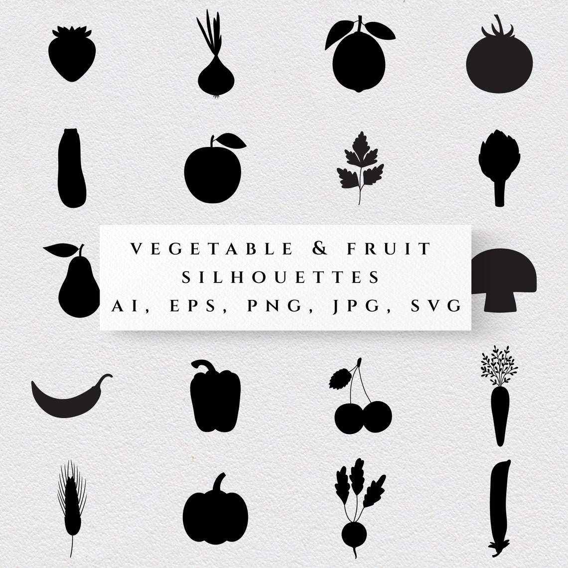 Vegetable Silhouettes Set Svg-fruit Clipart Png-food Icon Package ...