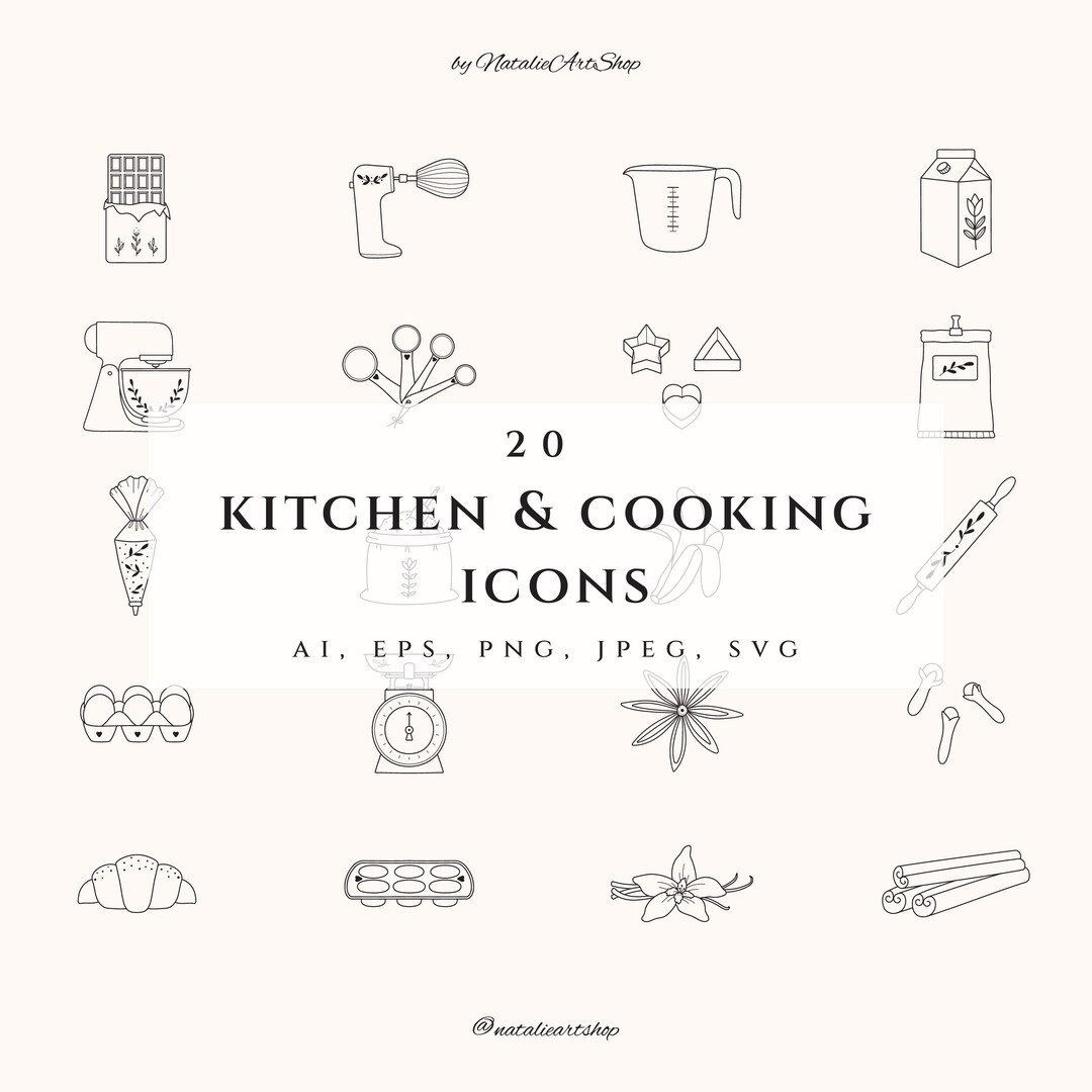 Bakery Icon Set-kitchen Illustrations-cooking Logo Elements-food Clip ...