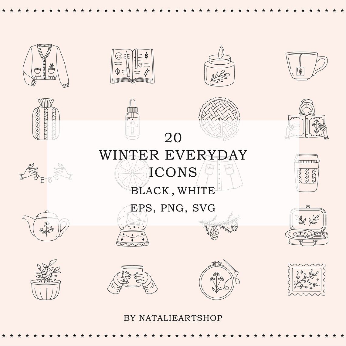 Winter Everyday Planner Line Icon Set/eps Sticker/everyday Object/daily ...