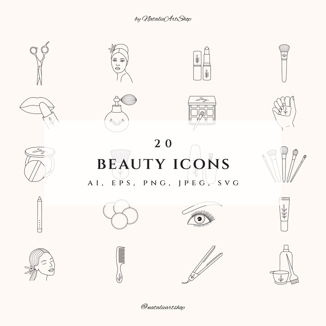 Beauty Icon Set Png/spa Icon Package Svg/cosmetic Illustration/skincare ...