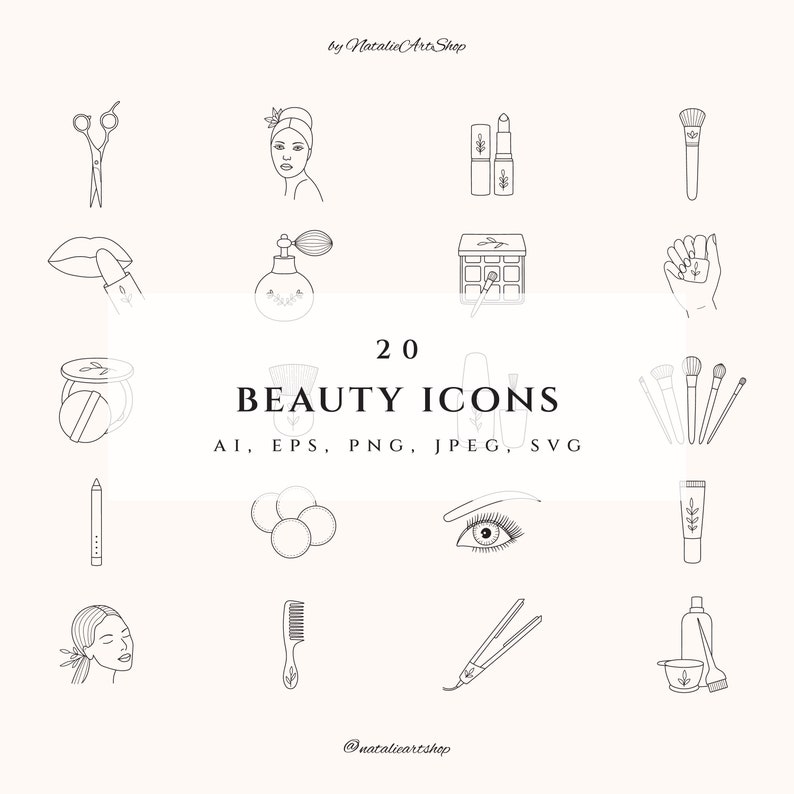 Beauty Icon Set Png/spa Icon Package Svg/cosmetic Illustration/skincare ...