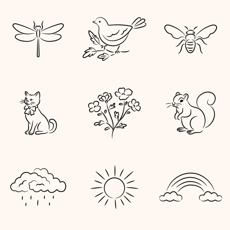 Spring Illustration Set SVG | Nature Doodles Clipart PNG, Floral ...