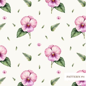Watercolor Floral Seamless Pattern, Pink Pansy Digital Paper, Spring ...