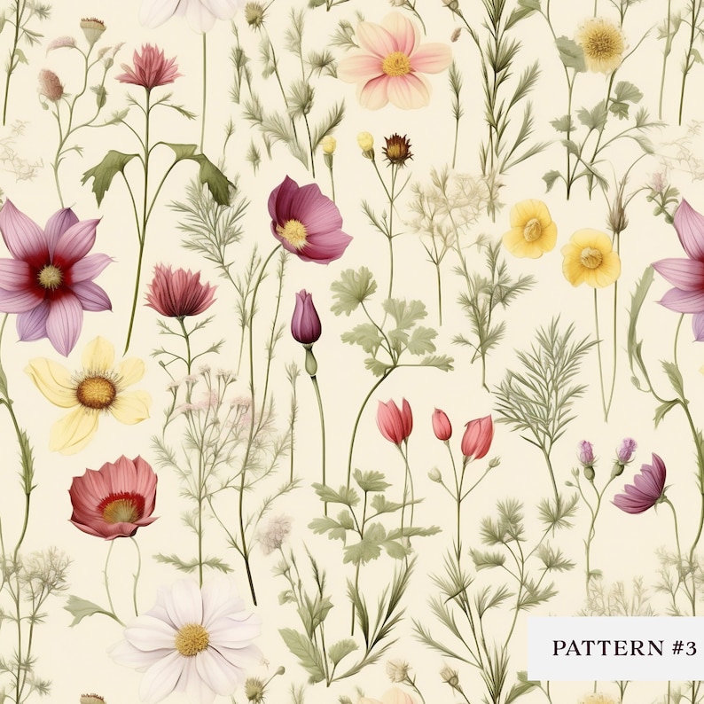 Wildflower Seamless Patterns, Garden Seamless Floral Digital Pattern ...