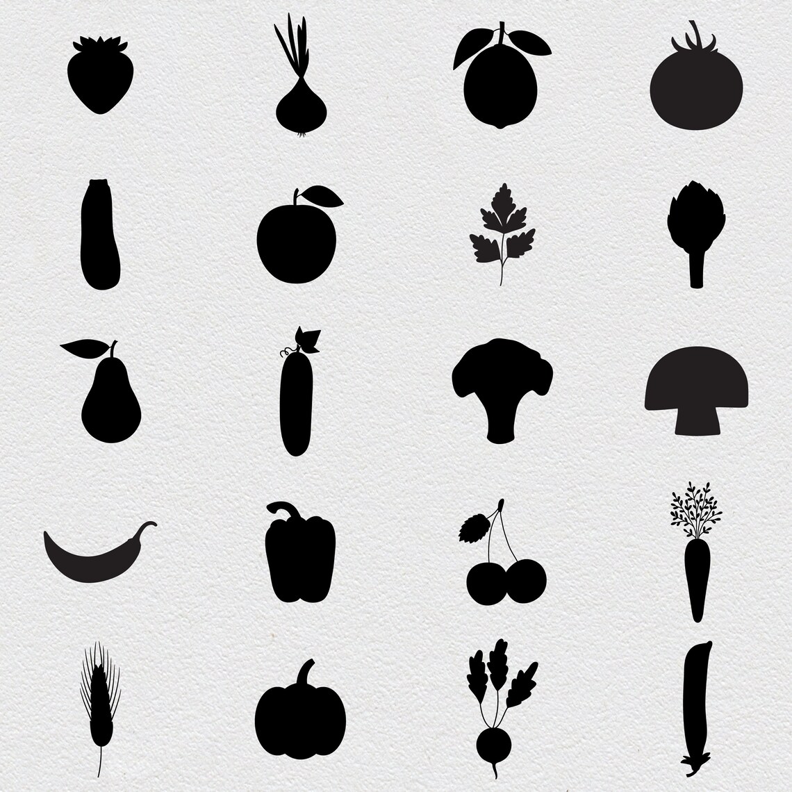 Vegetable Silhouettes Set Svg-fruit Clipart Png-food Icon Package ...