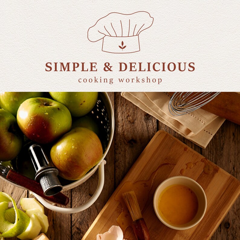 Cooking Premade Logo Design/kitchen Baking Recipe Blog/chef Toque/chef ...