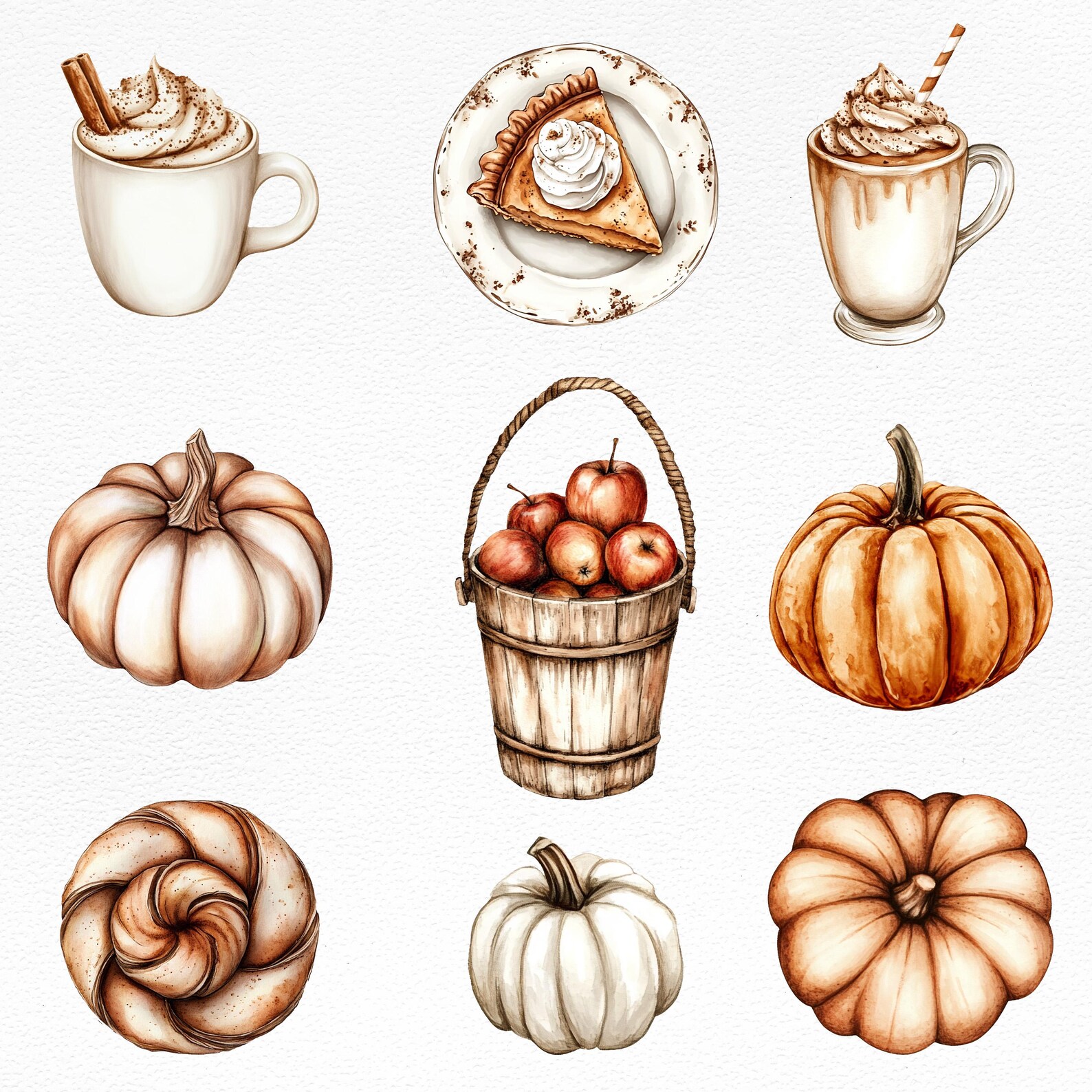 Cozy Fall Clipart Bundle, Watercolor Autumn Clipart, Warm Autumn Clip ...