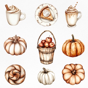 Cozy Fall Clipart Bundle, Watercolor Autumn Clipart, Warm Autumn Clip ...