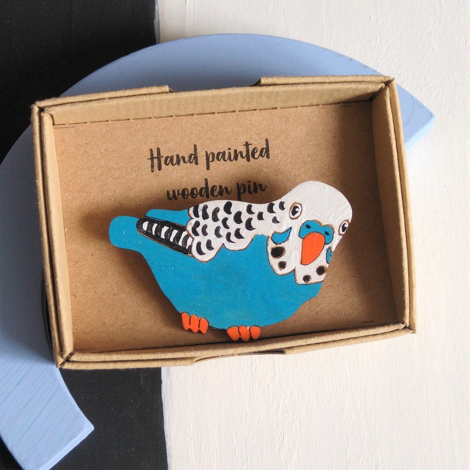 Wooden Hand Painted Budgie Pin - Etsy