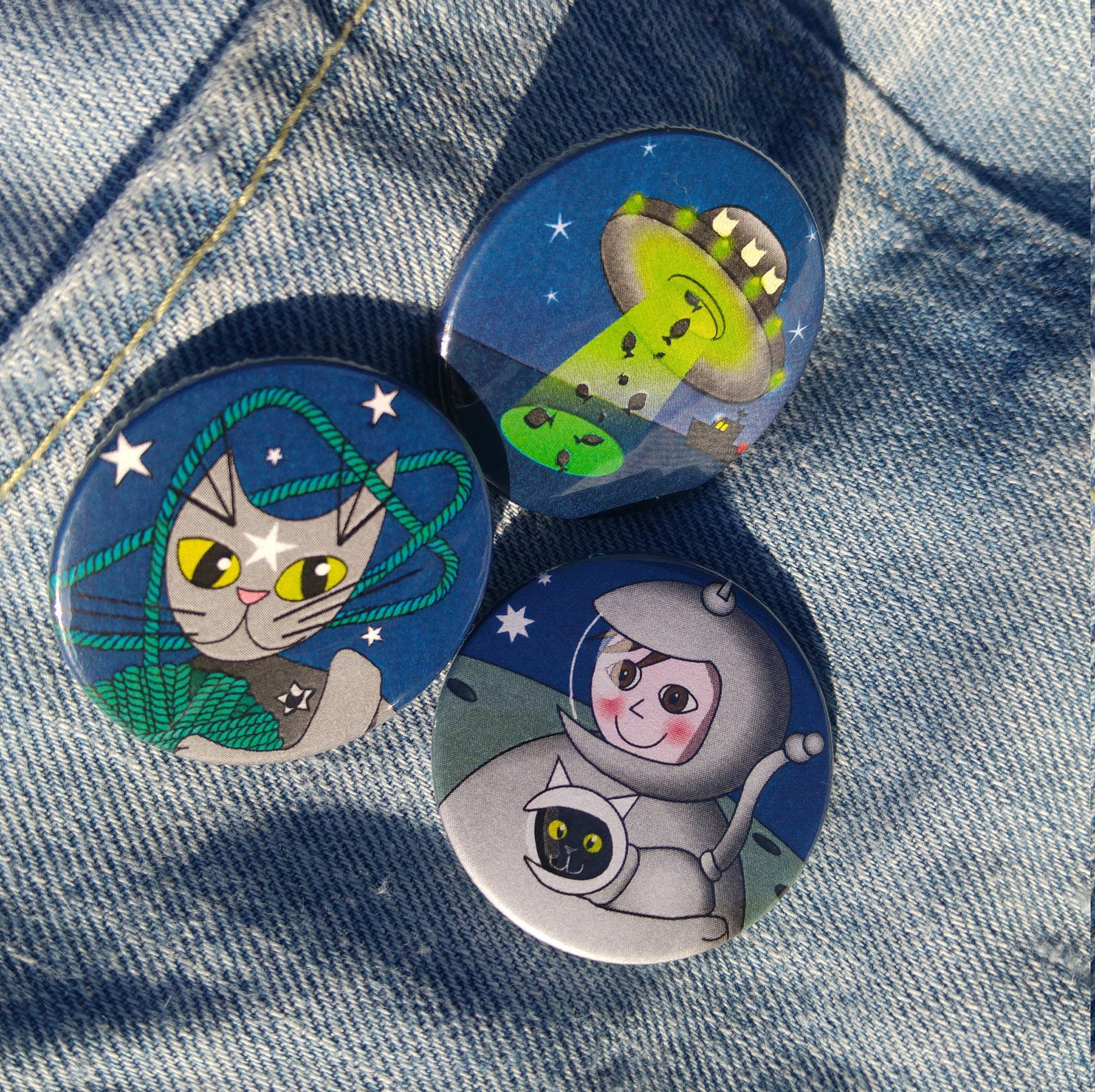 Space cats kitty scifi badges. Great gift for cat loving | Etsy