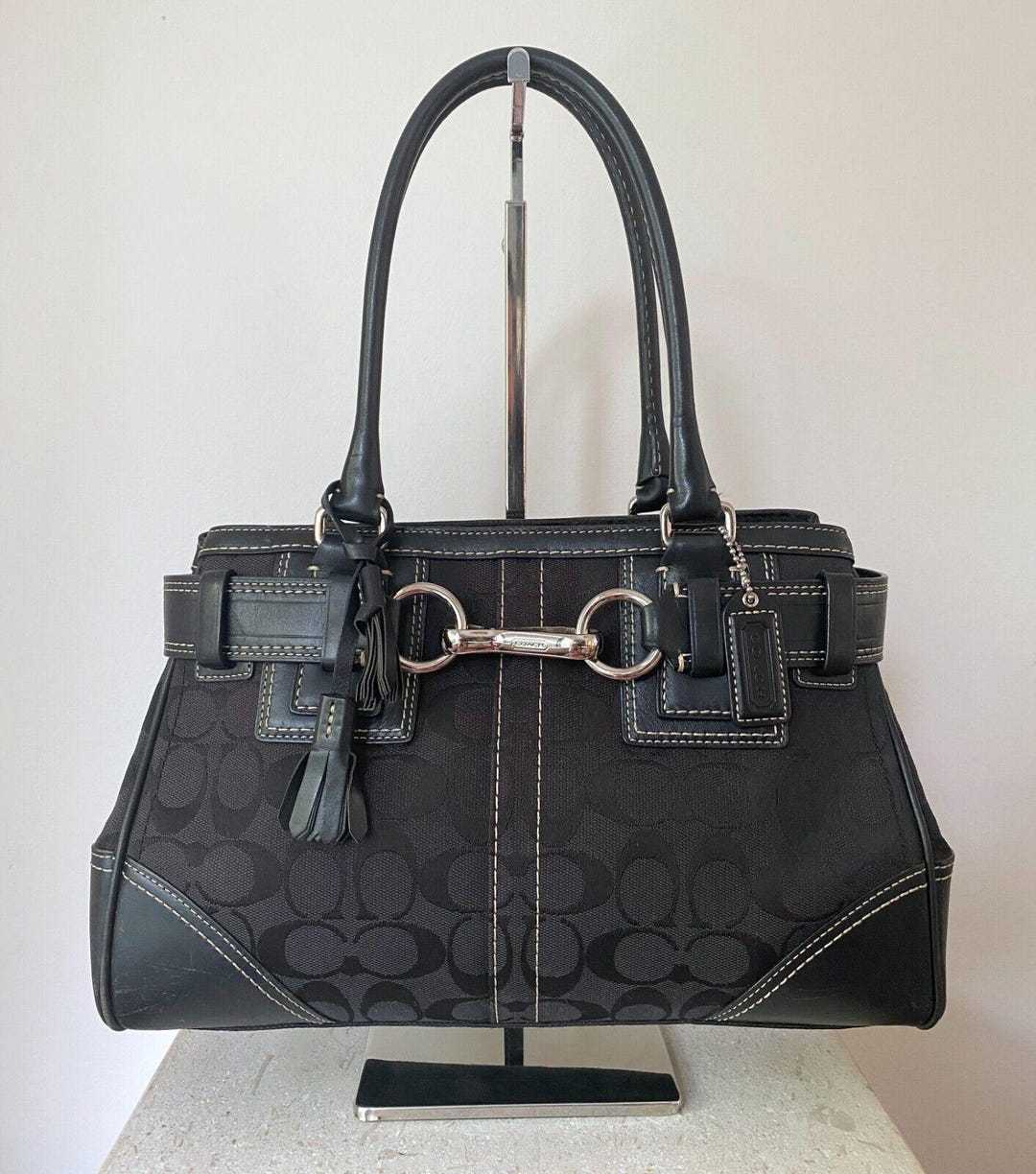 Authentic Coach Signature Hampton Belted Monogram Hand Bag - Etsy