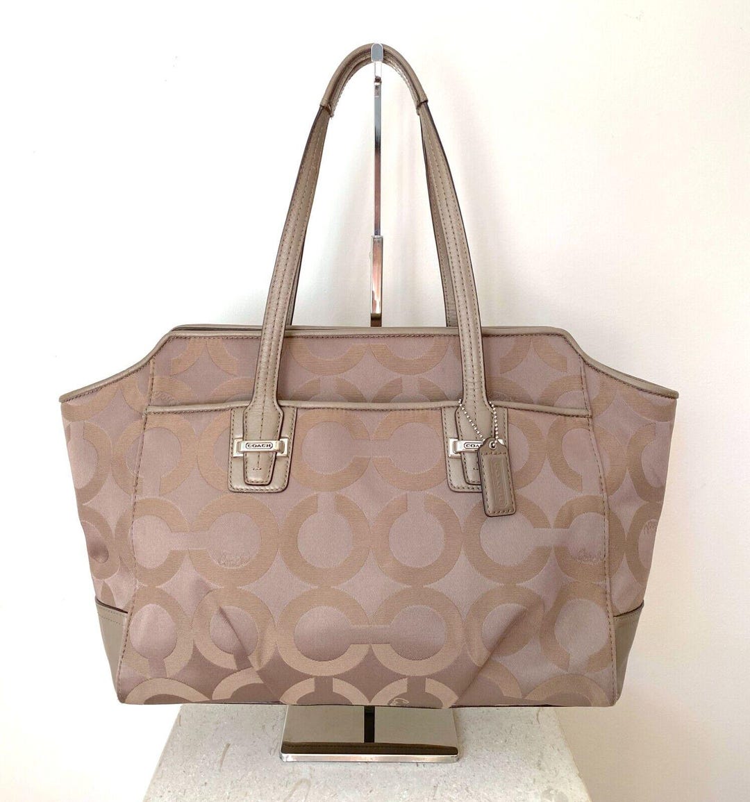 Coach Taylor Op Art Alexis Carryall Shoulder Tote Handbag Taupe Beige ...