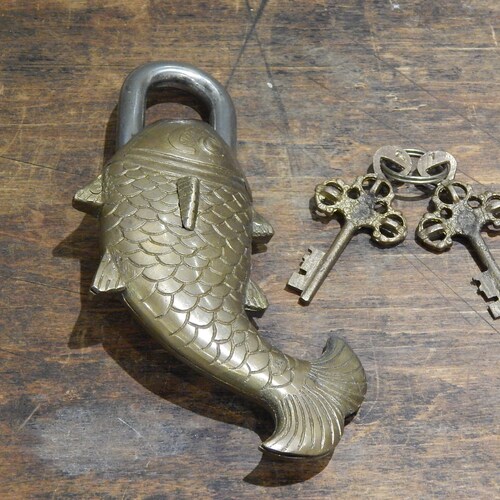 Vintage Padlock Fish Koi Fish Shape Antique Working Lock - Etsy
