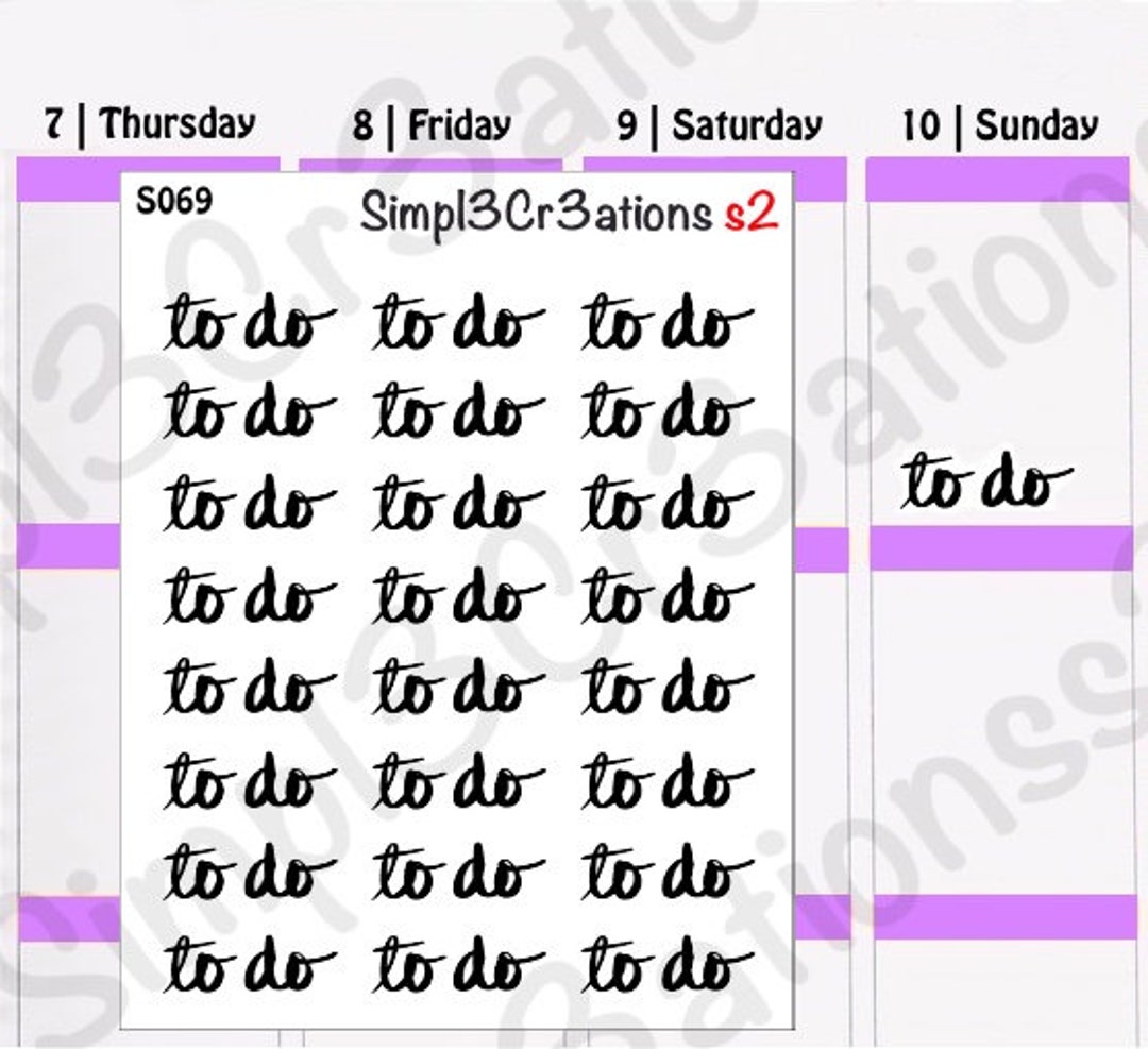To Do Script Sticker Sheet - Etsy