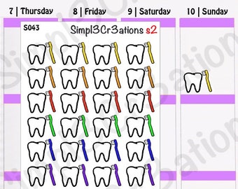 TOOTH Icon Stickers for Planner / Dentist Sticker Sheet / Dental Care ...