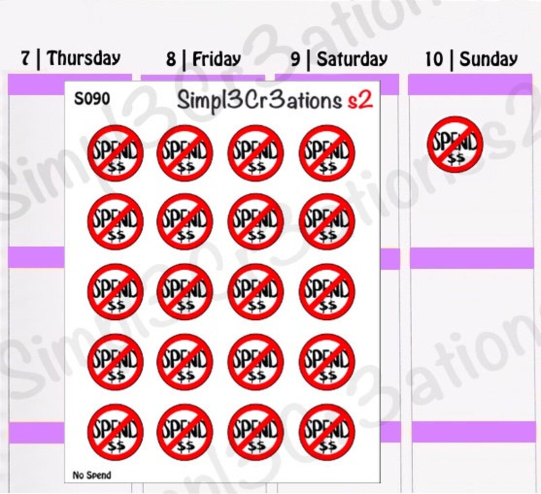 No Spend Sticker Sheet - Etsy