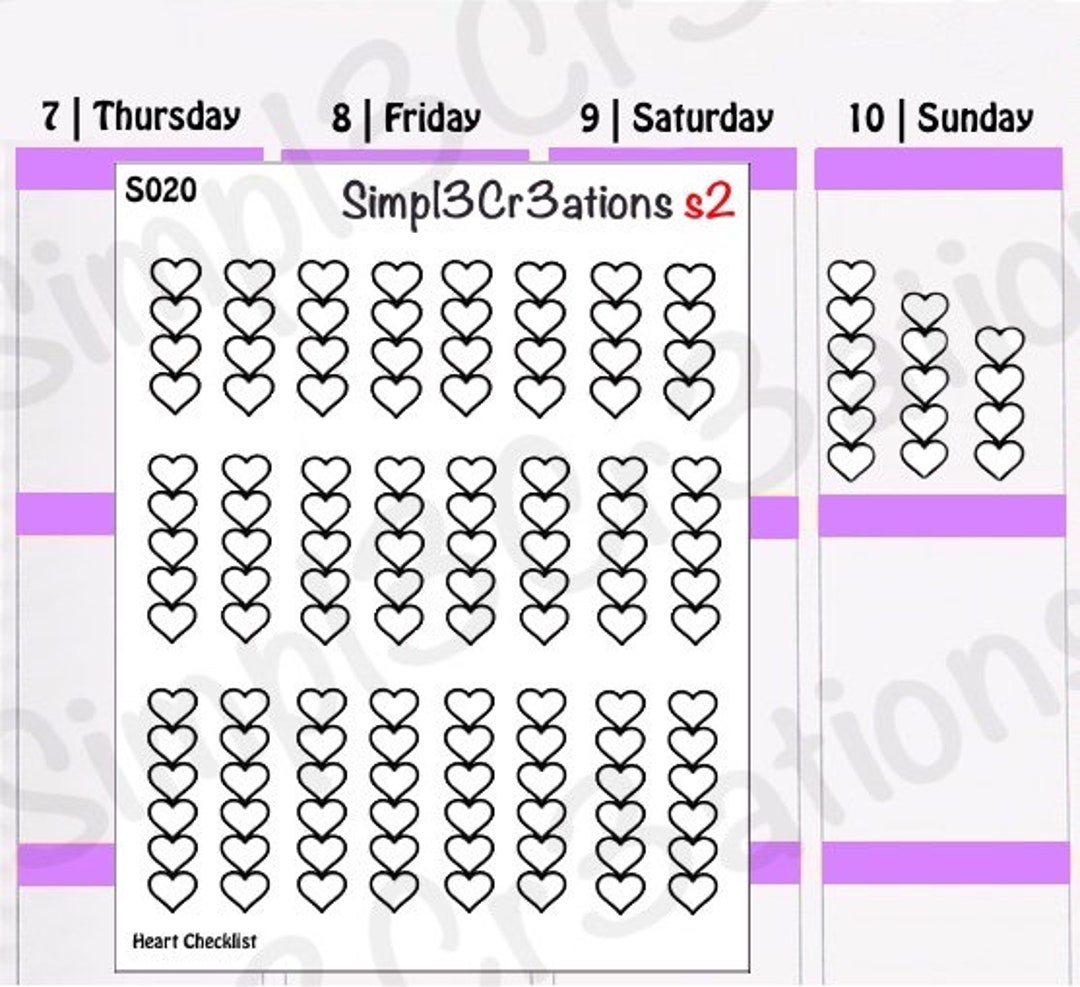 Heart Checklist Sticker Sheet - Etsy