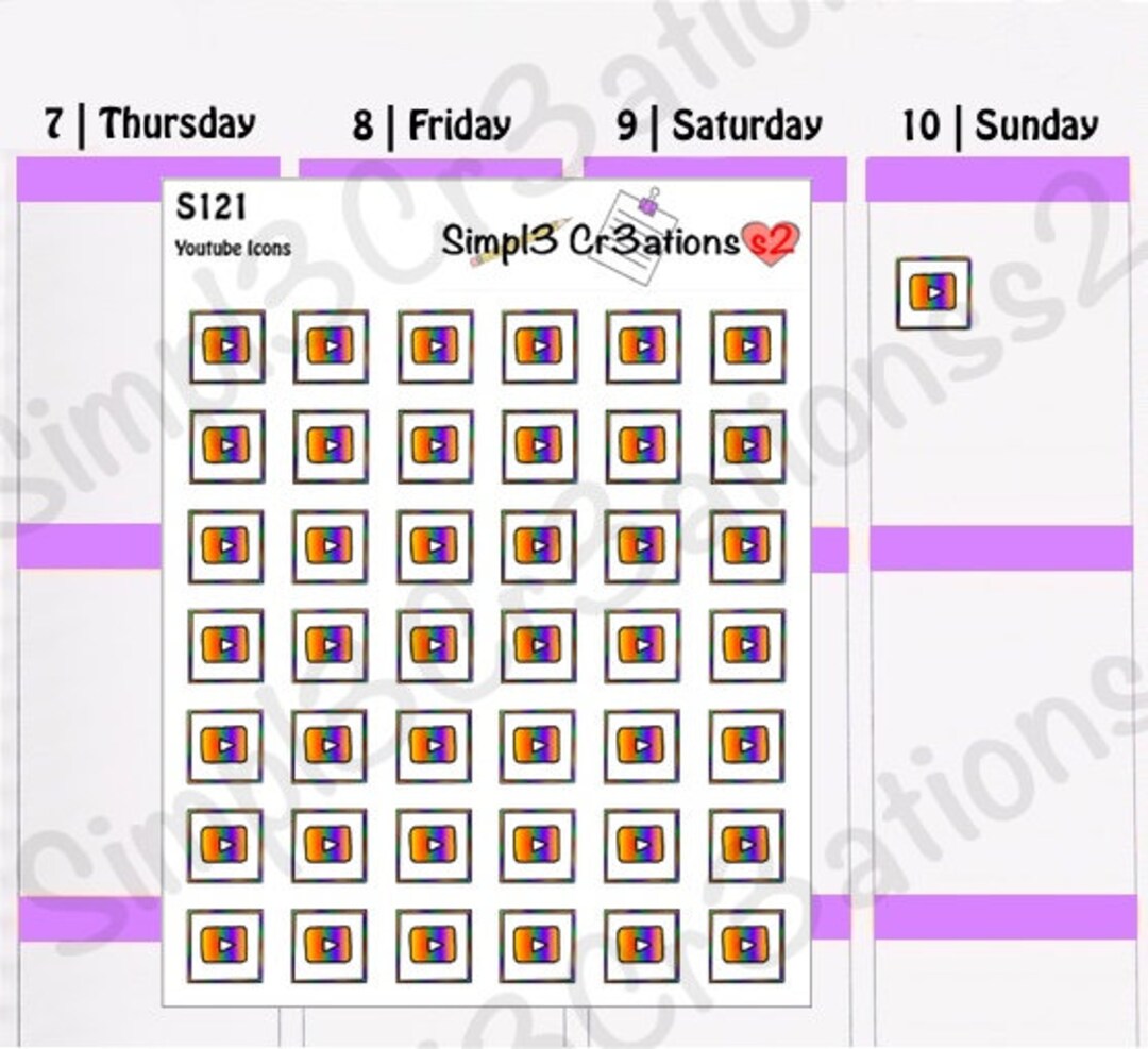 Social Media Icons (YT) Sticker Sheet - Etsy